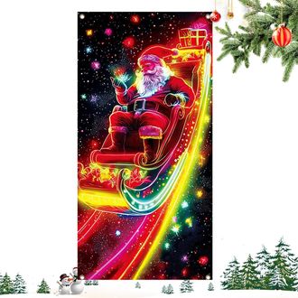 Generico T&uuml;rabdeckung Santa f&uuml;r Weihnachten, 90 x 180 cm, leicht, UV-Weihnachtsdekoration, fluoreszierend, f&uuml;r Hauptbesitzer | Mehrzweck-Outdoor Indoor Utility