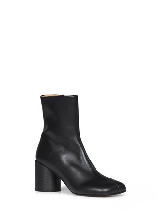 Maison Margiela Womens Ankle Boots Anatomic Nappa Leather Black Lama Fur