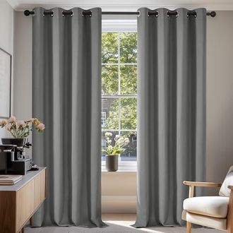 Deconovo Rideaux Occultants Isolant Thermique Anti Froid, Rideaux pour Salon et Chambre, Design Moderne &agrave; Oeillets, 140x270 CM (Largeur x Hauteur), Gris Clair,