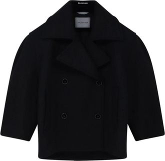 Balenciaga Cocoon Kurzmantel - - Coats - Damen - Schwarzk - S