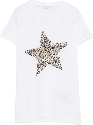 Liu Jo Femme, Tops, Blanc, Taille: 44 FR T-shirt en coton avec imprim&eacute;