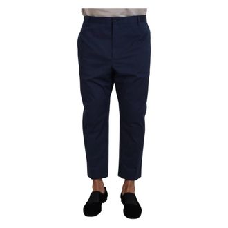 Dolce & Gabbana Blaue Baumwoll Herren Cropped Hose - - Trousers - Herren - Blau - 5XL