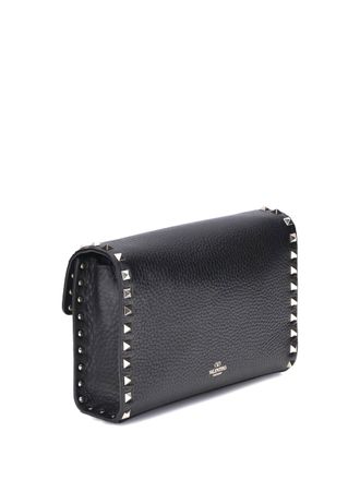 Valentino Garavani Womens Small Shoulder Bag Rockstud Black Leather Calf