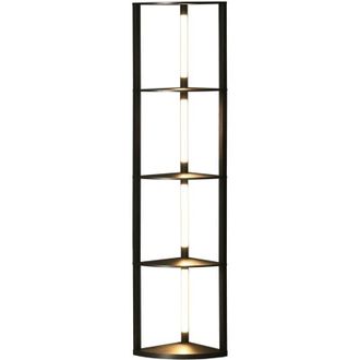 HOMCOM Lampadaire sur pied salon - HOMCOM - étagères dangle à 4 niveaux - LED dimmable - MDF - 41x29,5x163,5cm - noir