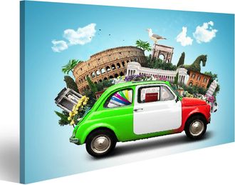 Islandburner Bild auf Leinwand Italien Sehenswürdigkeiten Italien Und Retro Italienischen Auto Wandbild Poster Kunstdruck Bilder