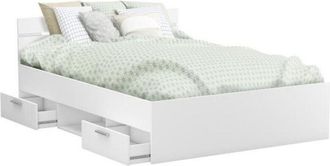 M&S Collection Demeyere Lit adulte MICHIGAN - 140 x 190 cm - Multiples rangements - Blanc