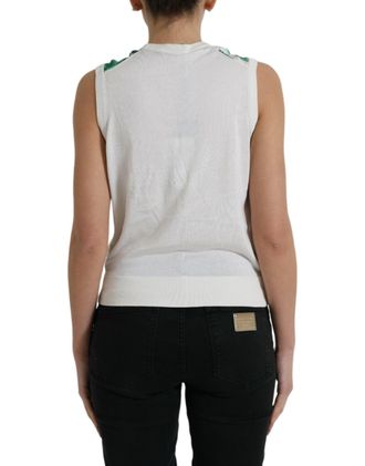 Dolce & Gabbana Banana Leaf Print Silk Tank Top - White