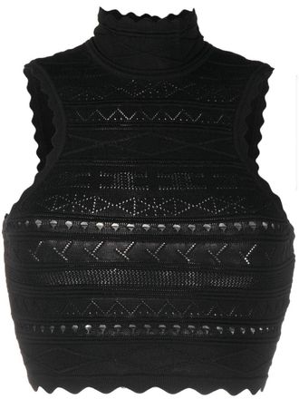 Elisabetta Franchi haut en maille &agrave; dos-nu - Noir