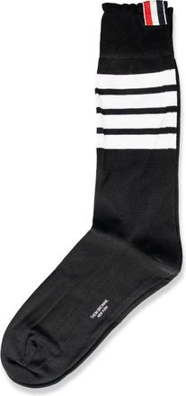 Thom Browne Homme, Sous-v&ecirc;tements, Noir, Taille: ONE Size Chaussettes mi-mollet l&eacute;g&egrave;res en coton avec 4 barres