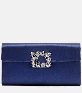 Roger Vivier Clutch Efflorence aus Satin mit Kristallen