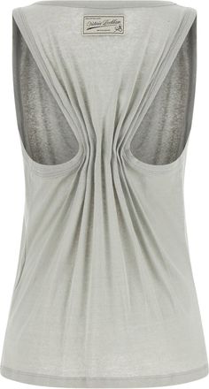 Victoria Beckham Split-Front Cotton-Linen Tank Top - Grey