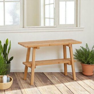 Pier Import Pier Import - Banc en bambou avec 2 plateaux, pour sdb ou entr&eacute;e bruges