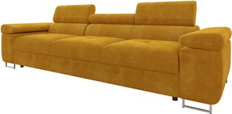 Mirjan24 Sofa Torezio III mit Einstellbare Kopfstützen, Dreisitzer Polstersofa, Füße aus Metall Chrom, Sofagarnitur, Wohnlandschaft, Couchgarnitur (Wave 05)