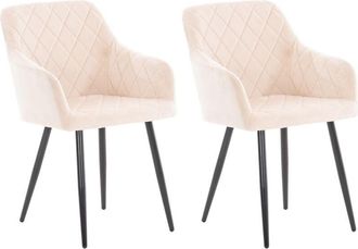 Clp Ensemble de 2 chaises de salle &agrave; manger beige Shila, velours