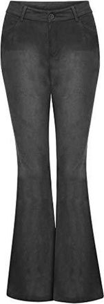 Generic Pantalon &eacute;vas&eacute; en lin pour femme - Pantalon de d&eacute;tente &agrave; taille &eacute;lastique - Pantalon d&eacute;t&eacute; l&eacute;ger avec poches - Pantalon de travail formel, gris fonc&eacute;, 