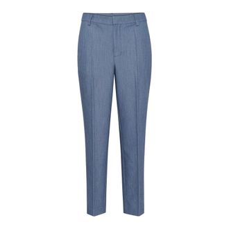 Kaffe Pantalon Bleu Indigo &agrave; Fermeture &Eacute;clair Straight-Leg - Femme - Pantalons - Bleu - Taille: 46 FR
