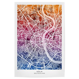 artboxONE Poster 90x60 cm St&auml;dte K&ouml;ln Stadtplan Mischung hochwertiger Design Kunstdruck - Bild k&ouml;ln Deutschland Karte