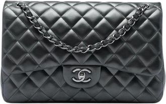 Chanel Pre-owned Sac Bandouli&egrave;re Classique Double Flap - Femme - Pre-owned - Gris - Taille: ONE Size