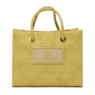 Elisabetta Franchi Femme, Sacs, Jaune, Taille: ONE Size Petit sac cabas en raphia jacquard