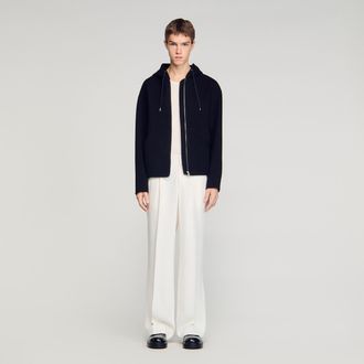 Sandro Blouson en laine &agrave; capuche zipp&eacute;