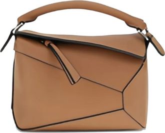 Loewe mini Puzzle Edge geometric-panel tote bag - Marron