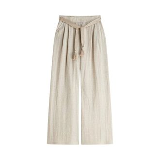 Summum Femme, Pantalons, Beige, Taille: 44 FR Pantalon Aspect Lin