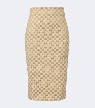 Gucci Jupe crayon en toile GG de coton m&eacute;lang&eacute;