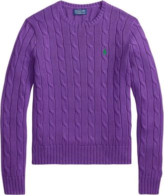 Ralph Lauren Femme, Pulls, Violet, Taille: 40 FR Pull en maille torsad&eacute;e avec logo brod&eacute;