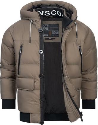 Indicode INPaulix Veste matelass&eacute;e &agrave; capuche pour homme - Veste dhiver et de loisirs, Morel, XXL