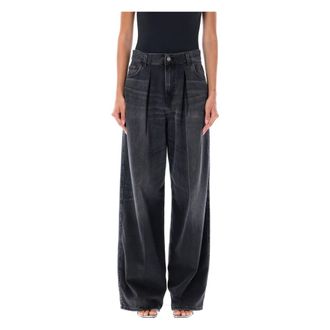 Haikure Femme, Jeans, Noir, Taille: W25 Pantalon Large en Denim Tencel Noir