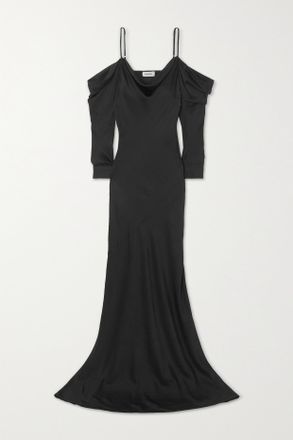 L'agence Juniper Schulterfreies Maxikleid Aus Satin Mit Raffungen - Schwarz