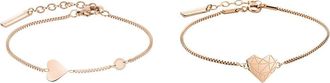 Liebeskind LJ-0511-B-20 Damen Armband Herz Edelstahl Rose 20 cm & Damen Armband Herz Edelstahl Silber 20 cm (roségold)