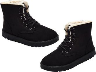 BESTONZON Courtes Chaudes à Lacets pour Femme Bottines Coton Antidérapantes Confortables pour Neige Hiver