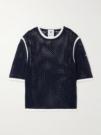 adidas Originals T-shirt En Coton Mélangé À Mailles Ajourées - Bleu