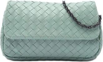 Bottega Veneta Sac bandouli&egrave;re en cuir tress&eacute; Pre-owned - Femme - Pre-owned - Vert - Taille: ONE Size