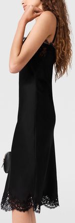 Stella McCartney Sleeveless Lace Satin Midi Dress, Woman, Black, Size: 36
