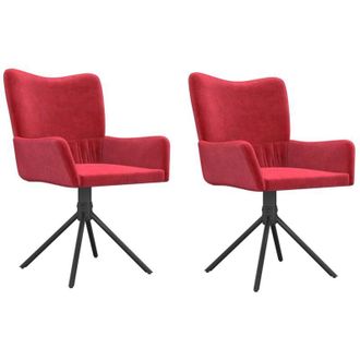 vidaXL vidaXL Esszimmerst&uuml;hle 2 Stk. Drehbar Weinrot Samt