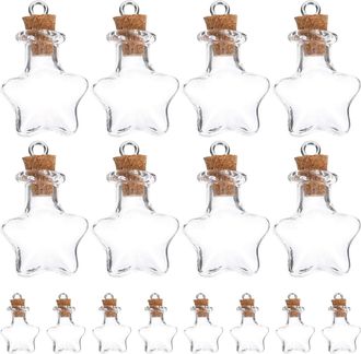 Happyyami 30 St&uuml;ck Kleine Wunschflaschen aus Glas mit Korken und Haken Tropfenf&ouml;rmige Selbstgemacht Dekorationsflaschen zum Aufh&auml;ngen und Aufbewahren Vielseitig