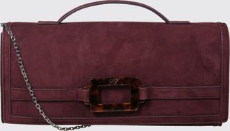Roger Vivier Belle Vivier Wildleder-Clutch mit ikonischer Schnalle und Kette
