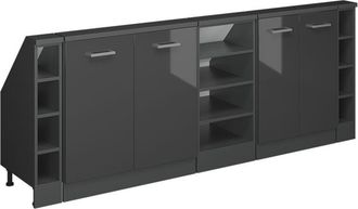 Vicco Ensembles de meuble de rangement sous pente Rion, Anthracite brillant/anthracite, Lot de 5, Vicco