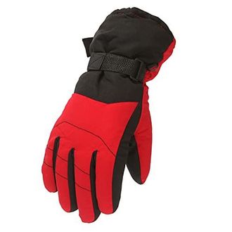 Generic Gants Hiver,Gant Hiver Femme,Gants Acrylique Plein Doigt Coton Couche Marche Unisexe (Red, M)