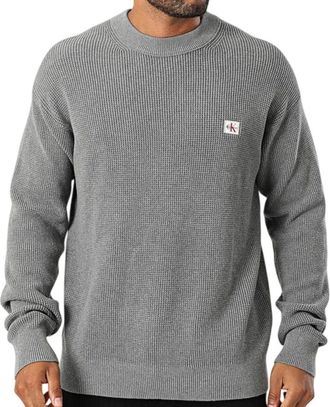 Calvin Klein Homme, Pulls, Gris, Taille: XL Cotton Waffle Sweater
