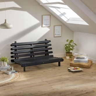 TERRE DE NUIT Terre De Nuit - Structure futon 140x200 cm en bois massif noir