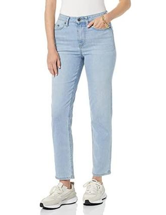 Amazon Essentials Jean Droit, Taille Haute - Couleurs abandonnées Femme, Délavé Clair, 40