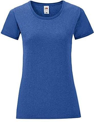 Fruit Of The Loom T-Shirt Manches Courtes Iconic - Femme (L) (Bleu Roi chiné)