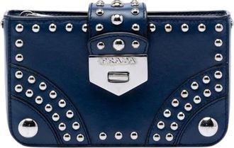 Prada Pochette en cuir clout&eacute; Pre-owned - Femme - Pre-owned - Bleu - Taille: ONE Size
