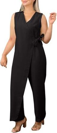 Generico Combinaisons élégantes pour femme en lin et coton légères confortables, combinaison deux pièces confortable sans manches chemise + pantalon avec poche