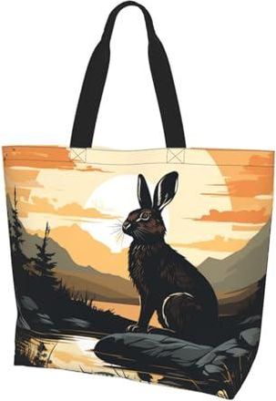 Generic Silhouette De Lapin Sac Courses Pliable Tote Bag L&eacute;ger Sac Cabas Pour Travail Shopping Quotidienne