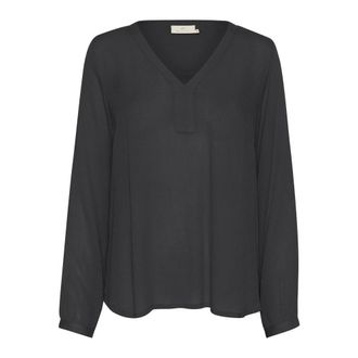 Kaffe Chemisier &agrave; Manches Longues Noir Oyster - Femme - Blouses et Chemises - Noir - Taille: 46 FR