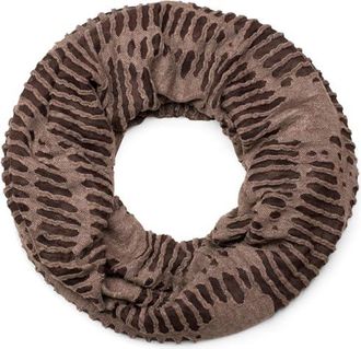 styleBREAKER snood rond style vintage effet usé avec déchirures, écharpe, tissu, unisexe 01016138, couleur:Marron